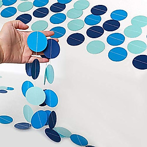 Decor365 Blue Circle Dot Garland Bubble Streamer Summer Under the Sea Party Decoration Pool Beach Ocean Bubble Hanging Bunting Banner Backdrop Mermaid Birthday/Wedding/Baby Shower/Kids Room PartyDecor