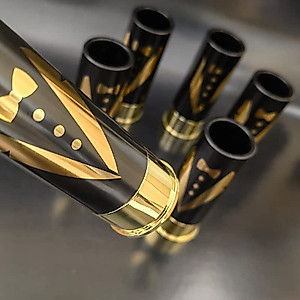 GOOCHOO Shot Glasses Set of 6 - Red and Black Groomsmen Tuxedo,Police Flag (Black)