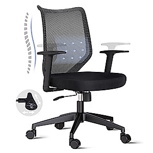 ETasker Ergonomic Office Chair Home: Mesh Desk Chair with Adjustable Arms - Mid Back Computer Chairs for Women Adults - Swivel Task Chair Comfortable for Home Office (Black)