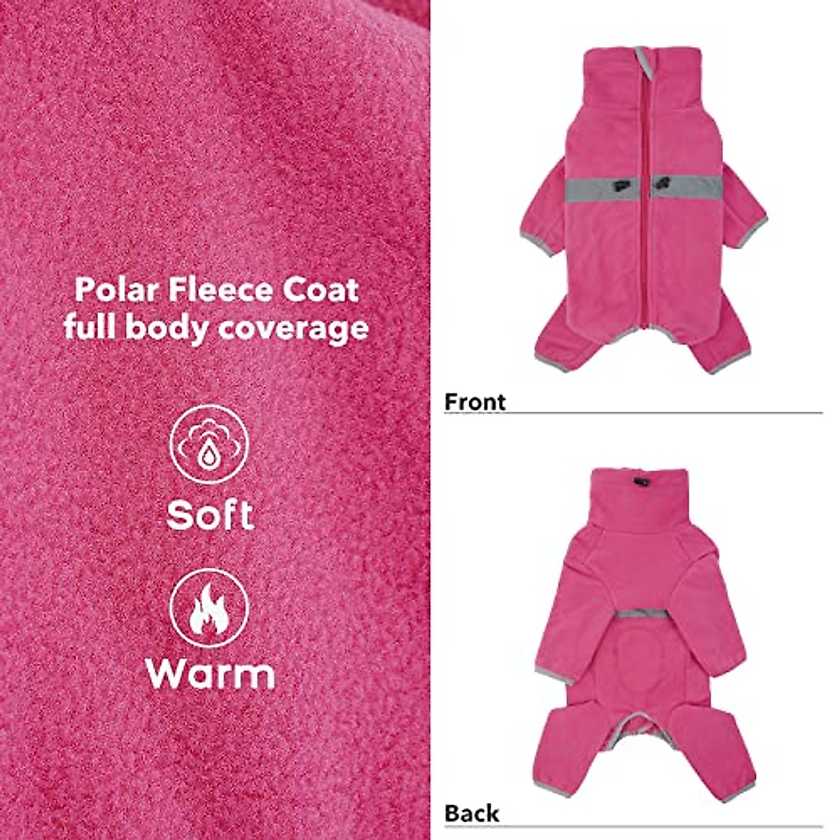IDOMIK Dog Winter Coat Polar Fleece Clothes Windproof Full Body Pullover Jacket,Pet Cold Weather Warm Vest Onesie Jumpsuit Pajamas Apparel Outfit,High Collar Reflective Snowsuit Sweater For Small Dogs