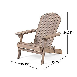 Christopher Knight Home Hanlee Folding Wood Adirondack Chairs, 2-Pcs Set, Grey Finish