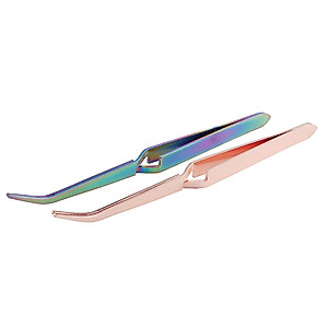 Jualyue Nail Art Tweezers Set Stainless Steel Tip C Curve Pinchers Sculpture Clip Manicure Pointed Slant Tool for Nail Art 2pcs, Curved Nail Tweezers, Nail Tweezers Nipper, Nail Tweezers