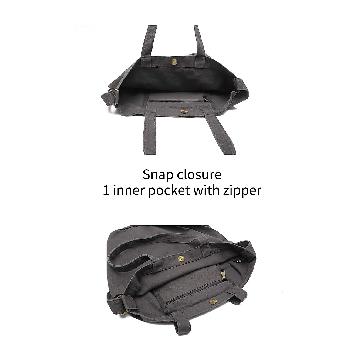 Jeelow Washed Canvas Tote Handbag Shoulder Bag Purse Crossbody With Pockets For Men & Women