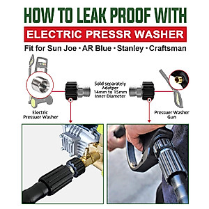 YAMATIC Pressure Washer Hose 100 FT 1/4" Kink Free M22 14mm Brass Thread, Replacement for Ryobi, Troy Bilt, Greenworks, Simpson & More Power Washers, 3200 PSI