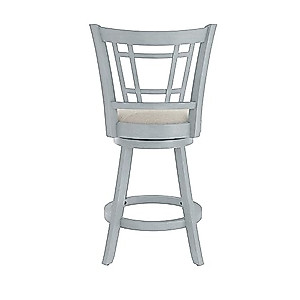 Hillsdale, Fairfox Wood Counter Height Swivel Stool with Rectangular Lattice Back, Blue Wire Brush