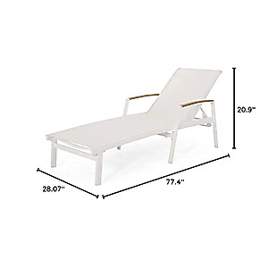 Christopher Knight Home Teresa Outdoor Aluminum Chaise Lounge with Mesh Seating (Set of 2), White