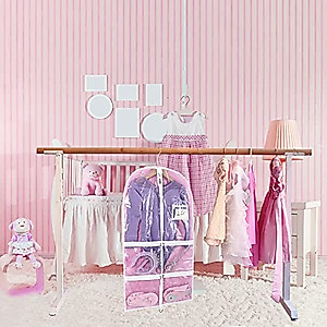 Clear Kids Dance Costume Garment Bag,1 Pack Garment Bags For Hanging Clothes,Garment Bag for Dance Competitions,Garment Bags For Travel Storage,Plastic Dance Costume Recital Storage Bag for Children Girls