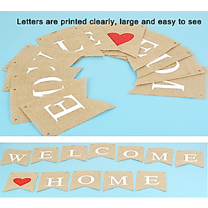Welcome Home Banner, Rustic Burlap Welcome Home Signs, Welcome Home Decorations, Heart Garland Banner for Wall/Front Door