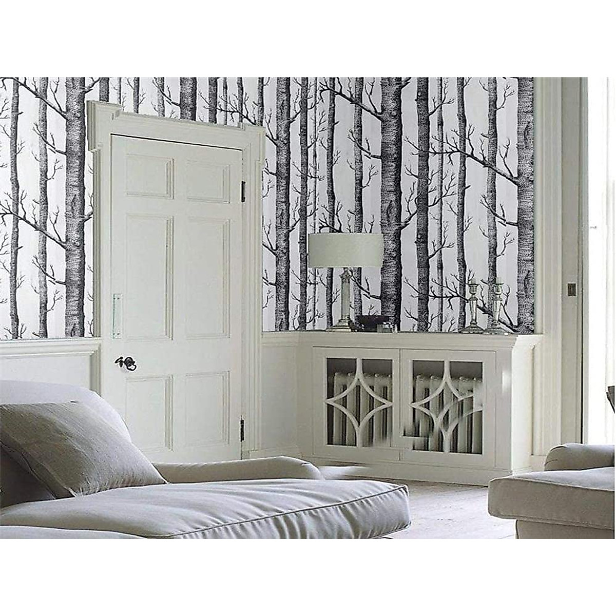 HOYOYO 17.8 x 118 Inches Self-Adhesive Shelf Liner, Self-Adhesive Shelf Liner Dresser Drawer Paper Wall Sticket Home Decoration, Black Tree