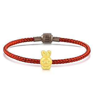 CHOW SANG SANG 999 24K Solid Gold Mini Charm Chinese Zodiac Lovely Cute Animal Mini Charm Blessing Bracelet for Women 93694C (Rabbit)