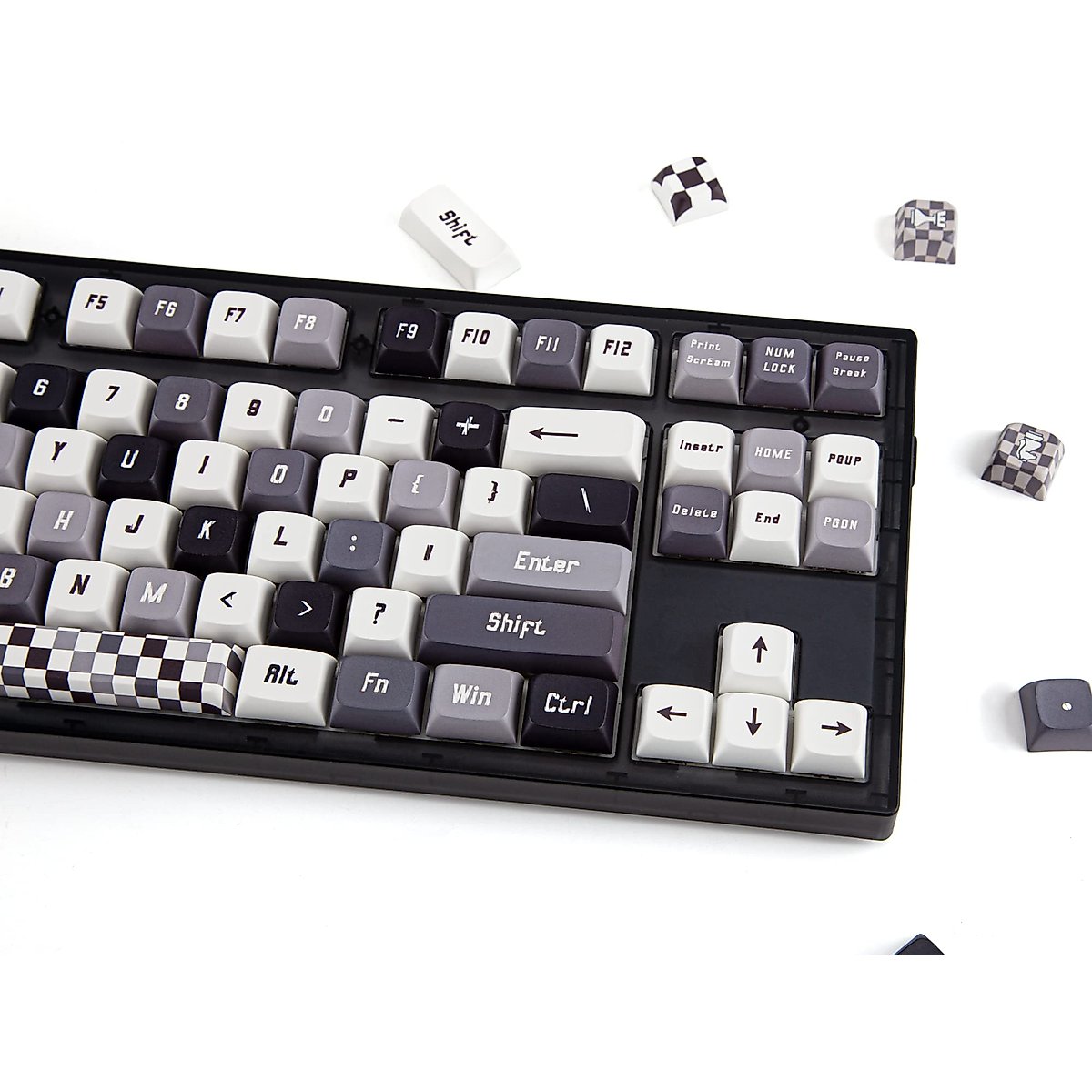 Custom Keycaps 130 Keys Set - XDA Profile Keycaps - PBT Keycaps & Dye Sublimation Key Cap - Compatible with 60%, 75%, 80%, 85%,100% ANSI Layout Gaming Mechanical Keyboard (Checkerboard)