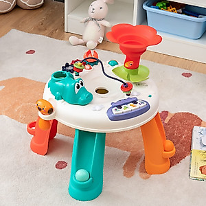 Costzon Activity Table, Toddler Music Learning Table w/ 16 Songs, Sound, Lights, 3 Ball Games, 9 Activities, Piano, Beads, Kids Discover Explore Activity Center, Baby Toy for Boys & Girls (Multicolor)