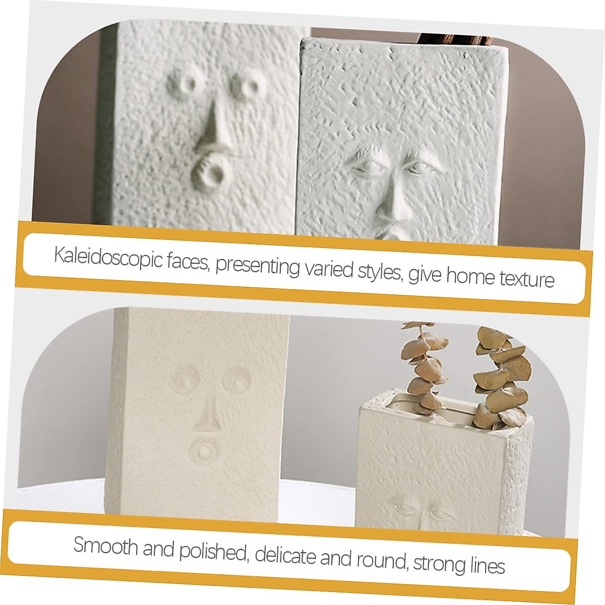 Levemolo 4pcs Face Chopstick Holder 1 Gallon Glass Jar with Lid Silverware Pickle Jar with Strainer Flip Cutlery Flatware Holder Ceramic Utensil Container Ceramics Spoon Rest White