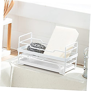 Veemoon Multi-Purpose Storage Rack Soap Sponge Holder Hanging Storage Shelves Sink Tidy Kitchen Soap Tray Drawer Shelf Dish Locker Shelf Iron Rack White Iron + Drain Rack Multipurpose