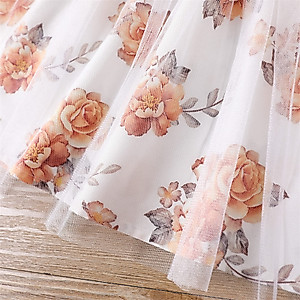 PATPAT Baby Girl Knit Spliced Floral Mesh Brown Dress and Long-Sleeve Cardigan with Headband 3pcs Set 3-6 Months