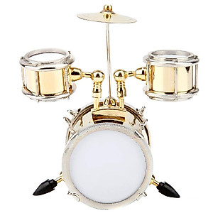 Miniature Musical Instrument Replica Drum Set Ornament Drummer Gift Children's Three Drum Model Decor 8.6x8x5.9cm