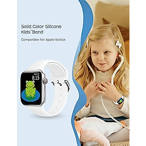 Khxriypha Kids Silicone Apple Watch Band Soft Sport Waterproof iWatch Strap for Boy Girl Small Wrists Compatible with Apple Watch Series 1/2/3/4/5/6/7/8/9/SE 38mm/40mm/41mm/42mm 44mm 45mm 49mm