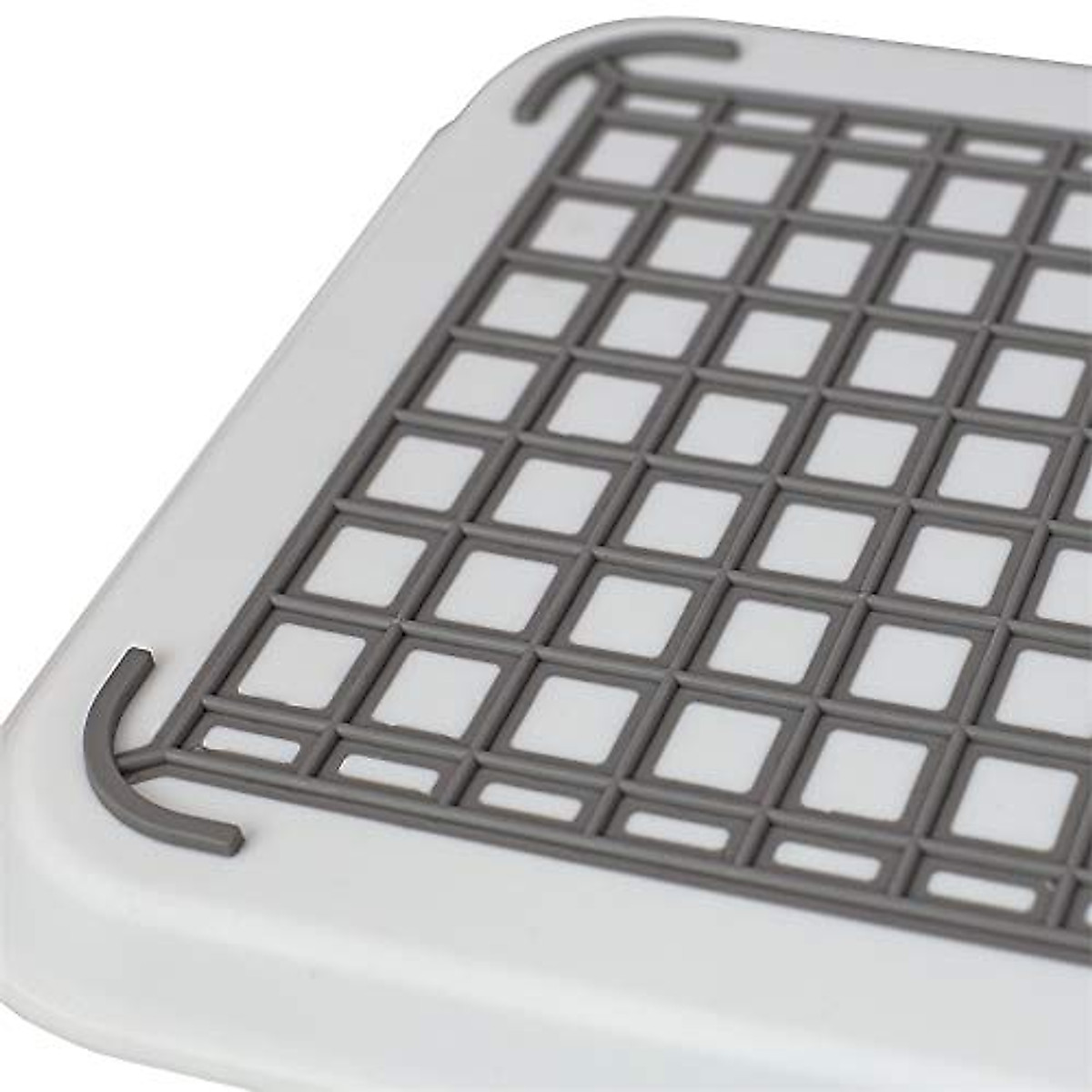 Home Basics Anti-Slip Plastic Serving Tray with Easy Grip Handles, White 16'' x 11'' x 1.6'' 41.5 x 29 x 4.3 cm