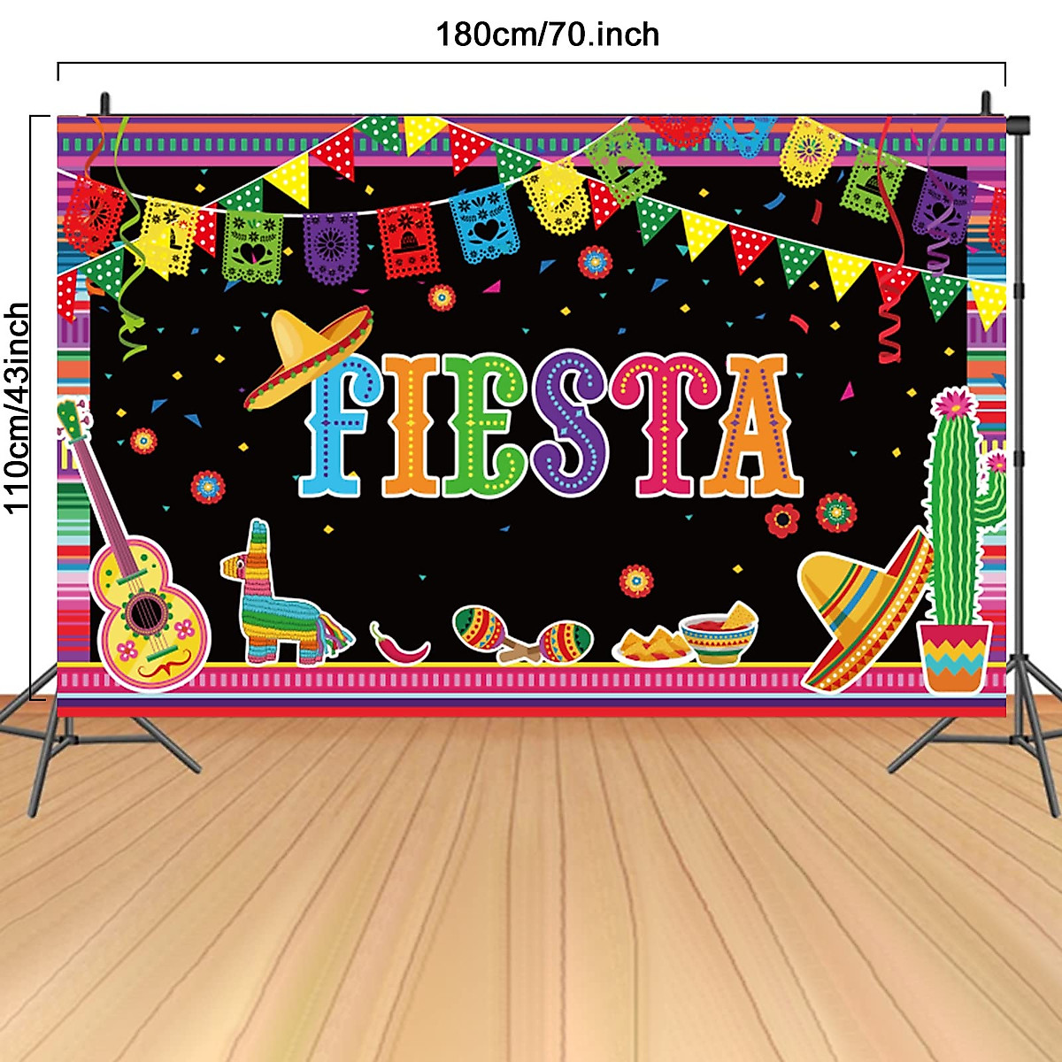 Mexican Fiesta Backdrop Mexican Birthday Banner Cinco De Mayo Theme Party Decoration Supplies Mexico Carnival Party Background for Mexican Birthday Baby Shower Party Picture Photo Studio Favors