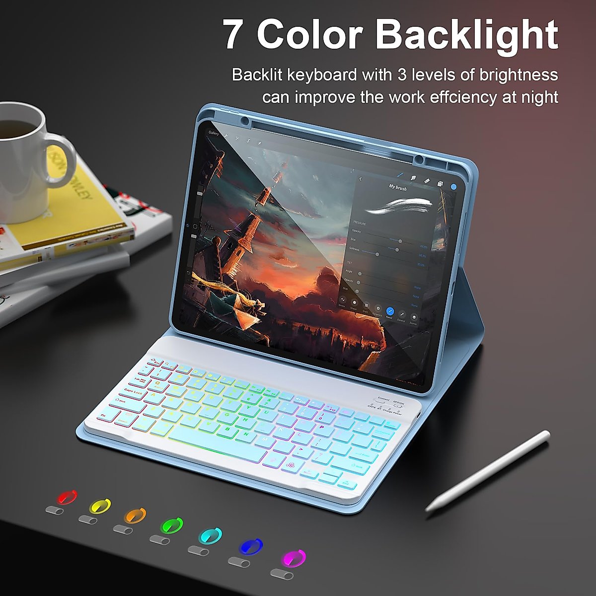 iPad Pro 12.9 inch Case with Keyboard, Keyboard Case(for 12.9-inch iPad Pro 6th Generation 2022, 5th/4th/3rd Generation) - Wireless Detachable Keyboard- with Pencil Holder for 2022 iPad Pro 12.9