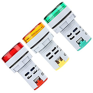 DROK AC 500V Voltage Meter, 3pcs AC 60-500V 110v 220v Voltage Monitor Digital Larger LED Screen Voltmeter Volt Detetor Green Red Yellow Signal Indicator Light Panel