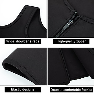 BRABIC Women Chest Binder Bra Bustier for Transgender Tomboy FTM Short Corset Zip Up Elastic Binder Trans Tank Top (XX-Large, Black)