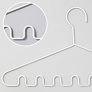 2 Pcs Iron Metal Wavy Clothes Hangers Multi-Purpose Closet Organizer for Bra, Ties, Belt, Tank Top, Camisole Dress (White)