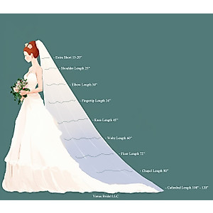 SAMKY 1T 1 Tier Offset Flower Vine Edge Crystal Pearl Veil - White Fingertip Length 36" V502