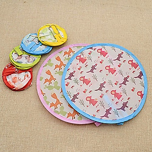 Qlychee Lovely Foldable Round Fan Random Color Handheld Moon-Shaped Fan Decoration Gift 1 Pc