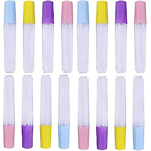 VEIREN 16 Pack Needle Storage Tube Clear Plastic Felting Sewing Needles Container DIY Embroidery Pins Organizer with Cap Portable Mini Beads Cross-Stitch Bottle Holder Storage Case Needles Dispenser