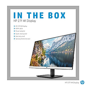 HP 27-inch Monitor with Height Adjust (27f 4K, Natural Silver and Black)
