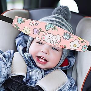 2 Pieces Baby Carseat Head Support, Seat Head Support for Toddler Head Band Strap Headrest, Stroller Seat Sleeping Headrest Neck Relief Head Strap for Kids Children Toddler Infant (Classic Flower)