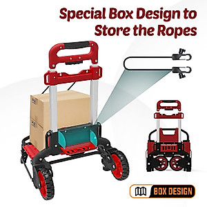 Folding Hand Truck Dolly Upgrade 220 Lbs Capacity Trolley Cart with Portable Handle and TPR Wheels