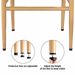 Yaheetech Set of 4 Weave Chair Mid-Century Metal Dining Chair Y-Shaped Backrest Hemp Seat, Wood Color