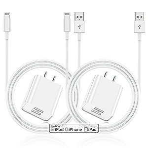 iPhone Charger and Wall Plug, [Apple MFi Certified] 2Pack 6ft Lightning Cable Cord with Fast Dual Port USB Charging Adapter Block Box for iPhone 14/13 Pro/12 Mini/11/XR/X/XS Max/8/7/6S Plus/SE/5C/iPad