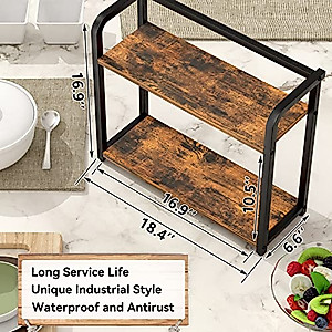 EKNITEY Wood Countertop Shelf Organizer - 2 Tier Kitchen Counter Spice Rack Organizer Coffee Station Organizer for Home, Rustic