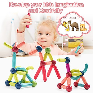 JIEJOYS Magnetic Balls and Rods Set, 100PCS Magnetic Building Sticks Blocks Toys, Educational Stacking STEM Magnet Toys Gift for Kids and Toddler Age 3 and Up.