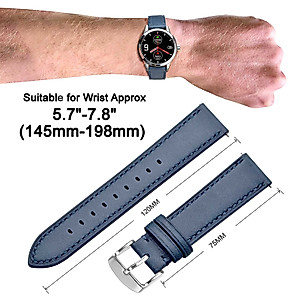ANNEFIT Watch Band 17mm with Stainless Silver Buckle - Classic Oil Wax Leather Quick Release Watch Strap (Blue)