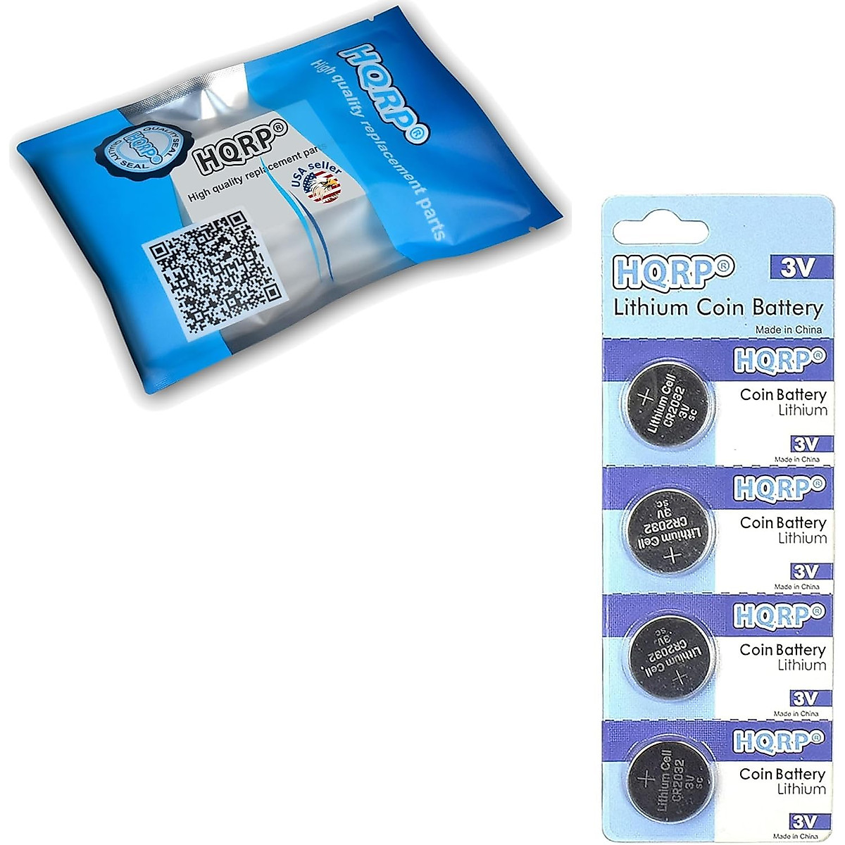 HQRP 4-Pack CR2032 Battery Compatible with Boss TU-10 Clip-On Chromatic Tuner ; DB-12 / DB-30