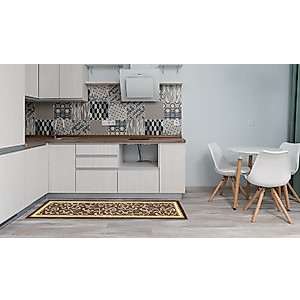 Kitchen Rug Non-Skid | Runner Mat Non-Slip Rug for Kitchen Floor with Rubber Backing Floor Mat | Low Profile (20" x 59") (1923-Brown)