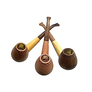 Set of 3 Tobacco Pipe – Handmade Wooden Smoking Pipes for Tobacco and Herbs – Unique 100% Natural Long Smoking Pipes