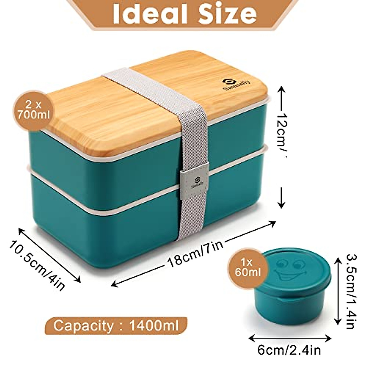 Bento Box Adult Lunch Box,2 Stackable Japanese Lunch Containers for Kids/Women with Compartments(47oz),Modern Containers with Utensil Set,Leak-Proof Lunchbox,Rectangle(Nordic Green)