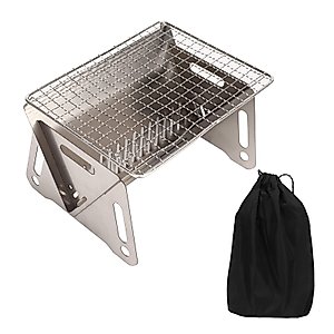 Topyond Foldable BBQ Grill, Portable Stainless Steel Charcoal Grill with Ventilation Holes, Heat Resistant Campfire Grill for Outdoor Cooking, Camping, Patio Use