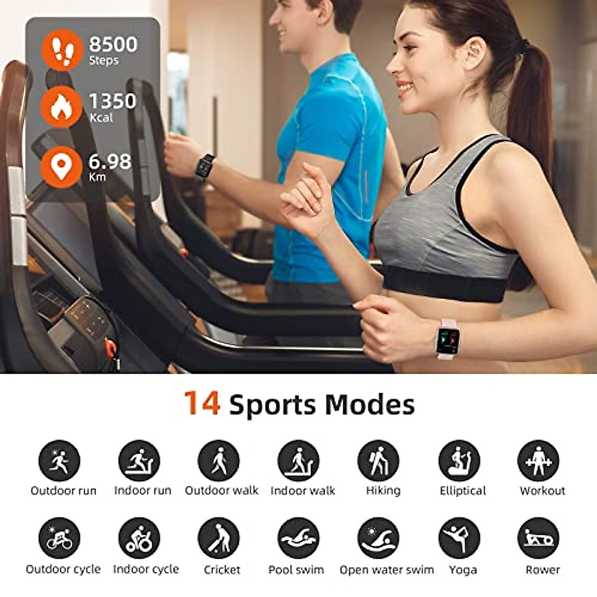 RIVERSONG Smart Watch, Smart Watches Compatible with iPhone Android for Men Women, 5ATM Waterproof Smartwatch Fitness Tracker with Heart Rate Blood Oxygen Sleep Monitor, Motive 3S