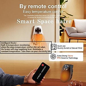 Smart Thermostat Space Heater,450W Portable Electric Small Heater With Timer/Overheat Protection,Safe heater,Energy-saving heater with LED Display,Heaters for Office Bathroom RV Indoor Use (White)