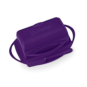 Butterie Flip-Top Butter Dish and Toaster Tongs Bundle (Purple)