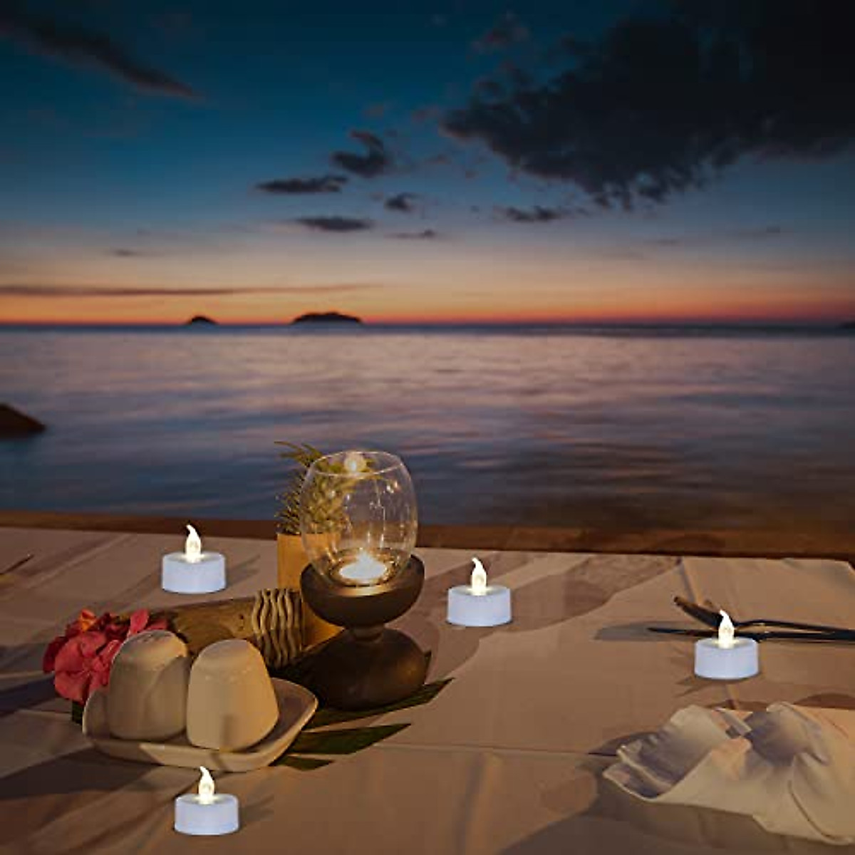 Angium 24 Pack Tea Lights Candles Battery Operated, Flameless Tealights Candles Last 200+Hours, Flickering Flameless Candles in Warm White for Wedding, Party, Festival, Home, Christmas