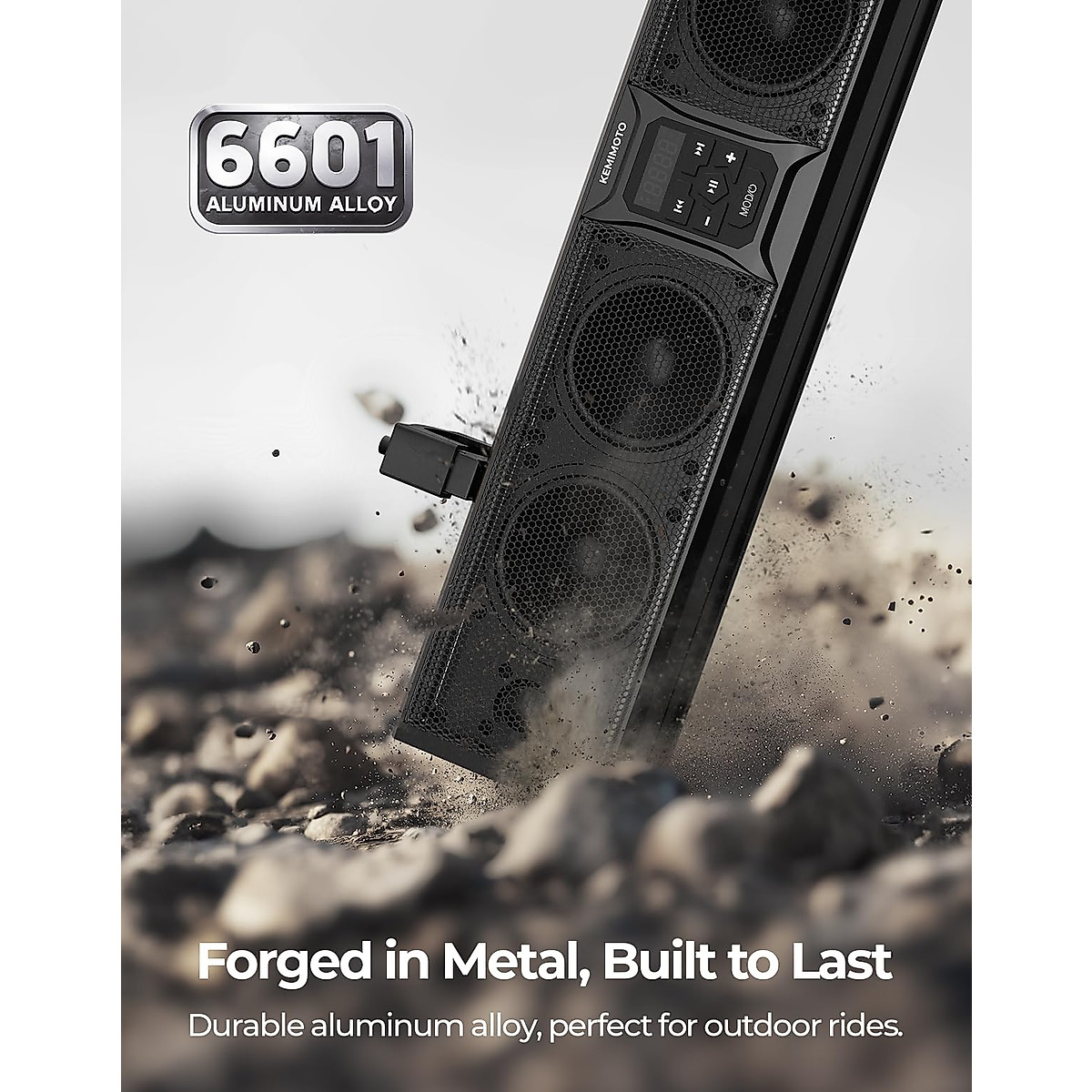 KEMIMOTO 6-Speaker Metal UTV Sound Bar Waterproof Bluetooth Music Sync Multicolor Lights 25-inch SxS Speakers Wireless Control Soundbar for UTV Golf Cart w/ 1.25 in - 2 in Roll Bar