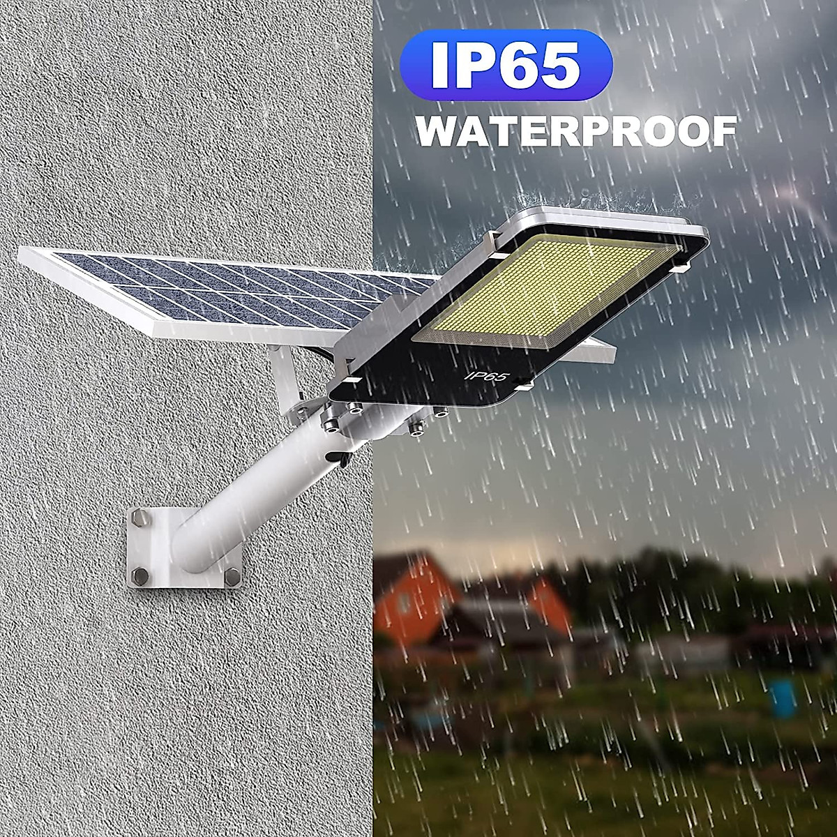 BUYTHA Solar Street Lights Outdoor - 1200W Solar Parking Lot Lights - Solar Flood Light Powered Waterproof with Remote Control, Dusk to Dawn, LED Street Lights Outdoor for Commercial Grade(2 Pack)