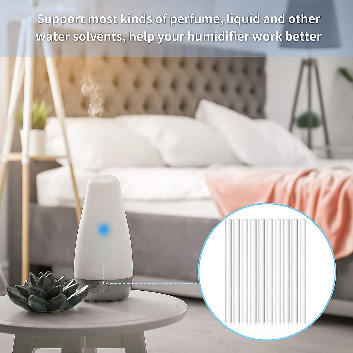 30 Pieces Car Diffuser Sponges Refill Sticks Humidifier Filter Replacement Wick Humidifier Sticks Filter Diffuser Absorbent Filter Sticks for Car Office Bedroom USB Powered Humidifier Aroma